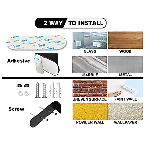 Adoco Paper Towel Holder Under Cabinet, Simply Tear Paper Towel Holder Countertop, Black Wall Mount Paper Towel Holder, Adhesive or Screw for Kitchen Bathroom