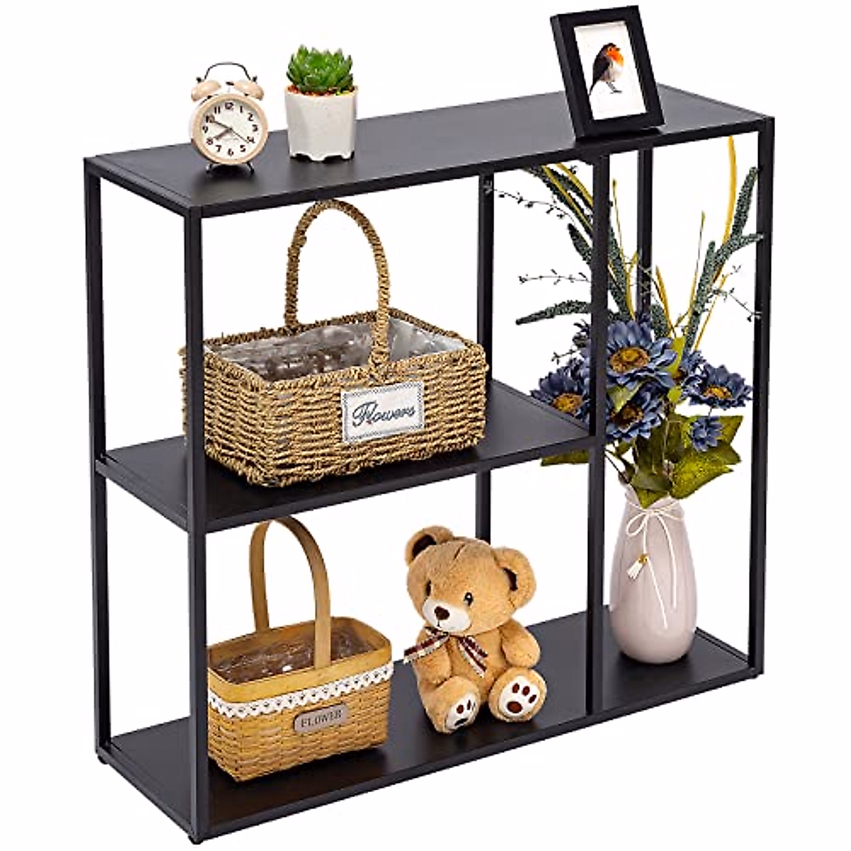 HDANI Console Table, Narrow Entryway Table, 3 Tier Metal Hallway Table, 9.8''Dx31.5''Wx29.7''H(Black)