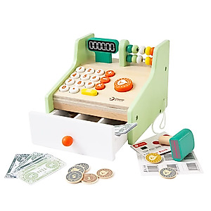 Classic World Cash Register Wooden Pretend Play Counting Toy for Kids Baby Gift