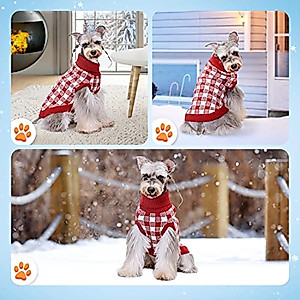 Dog Sweater, Nobleza Turtleneck Thick Knitted Cat Sweater with Classic Plaid Pattern, Warm & Soft Dog Christmas Outfit for Small Medium Large Dogs Puppies Cats