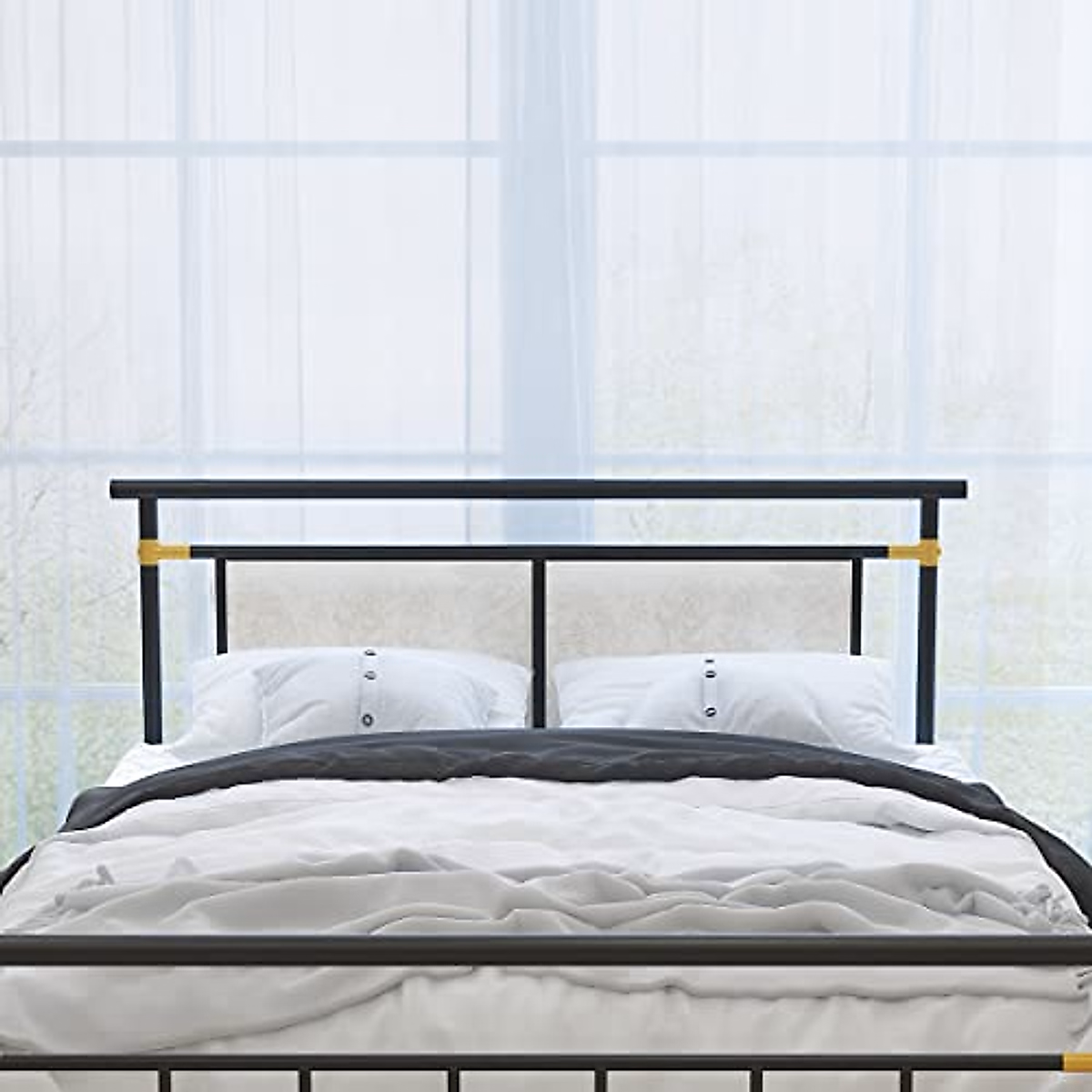 Recaceik Full Size Bed Frame Metal Platform Full Bed Frame with Headboard and Footboard, Bed Frame Full Size Mattress Foundation, No Box Spring Needed, Under Bed Storage, Non-Slip Without Noise