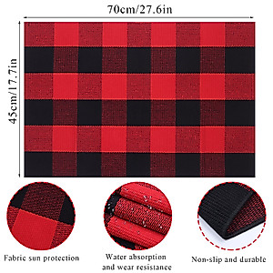 Beupy Black & Red Christmas Door Mat Buffalo Plaid Doormat 18 x 29'' Winter Holiday Non-Skid Floor Mat Switch Mat Indoor Outdoor Home Garden Easy to Clean Low Profile Mat