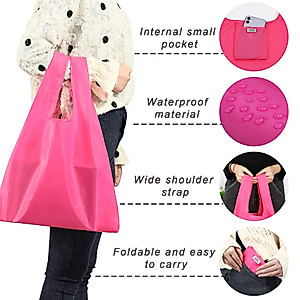 CiCiGo Large Reusable Bags Shopping Washable Foldable 6 Pack Grocery Bags Heavy Duty Lightweight Folding Gift Tote Bags Durable Polyester Color