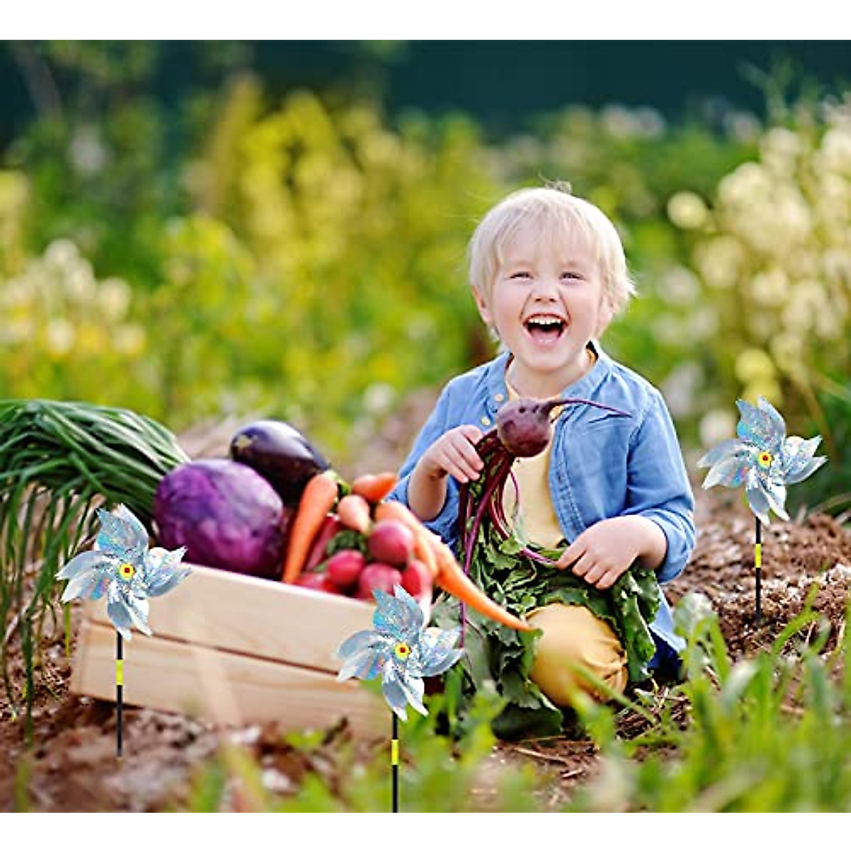 10 Pack Bird Scare Pinwheels, Woodpecker Deterrent Bird Repellent Devices Outdoor Reflective Blinder Pinwheels Effective Reflection Silver Spinner Animal Bird Deterrent to Keep Birds Away