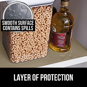 Gorilla Grip Drawer Liner and Smooth Drawer Liner, Shelf Liner Size 12x10, Bathroom Storage Shelves, Smooth Liner Size 17.5x20, Non Adhesive, Both in Beige, 2 Item Bundle