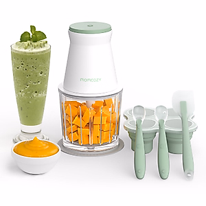 Momcozy 9-in-1 Baby Food Maker & Blender Set, 7-Second Quick Soft Food Prep for Baby, 20oz Baby Food Processor for Meat, Vegetable, Fruit with Baby Food Containers, Food Freezer Tray, Silicone Spoons