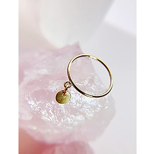 Gold Disc Charm Ring, Anxiety Fidget Ring, Spinner Fidget Ring, Smooth Textured Thin 14K Gold-Filled Band, Dainty Stackable Ring, Jewelry Inspirations