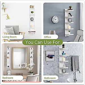 Defined Deco 5 Tier Wall Shelves White-Vertical Column Shelf Floating Storage Home Display-Lack Wall Shelf Unit,Organizer Tall Tower Design Utility Shelving for Home, Bedroom,Living Room,Office Decor