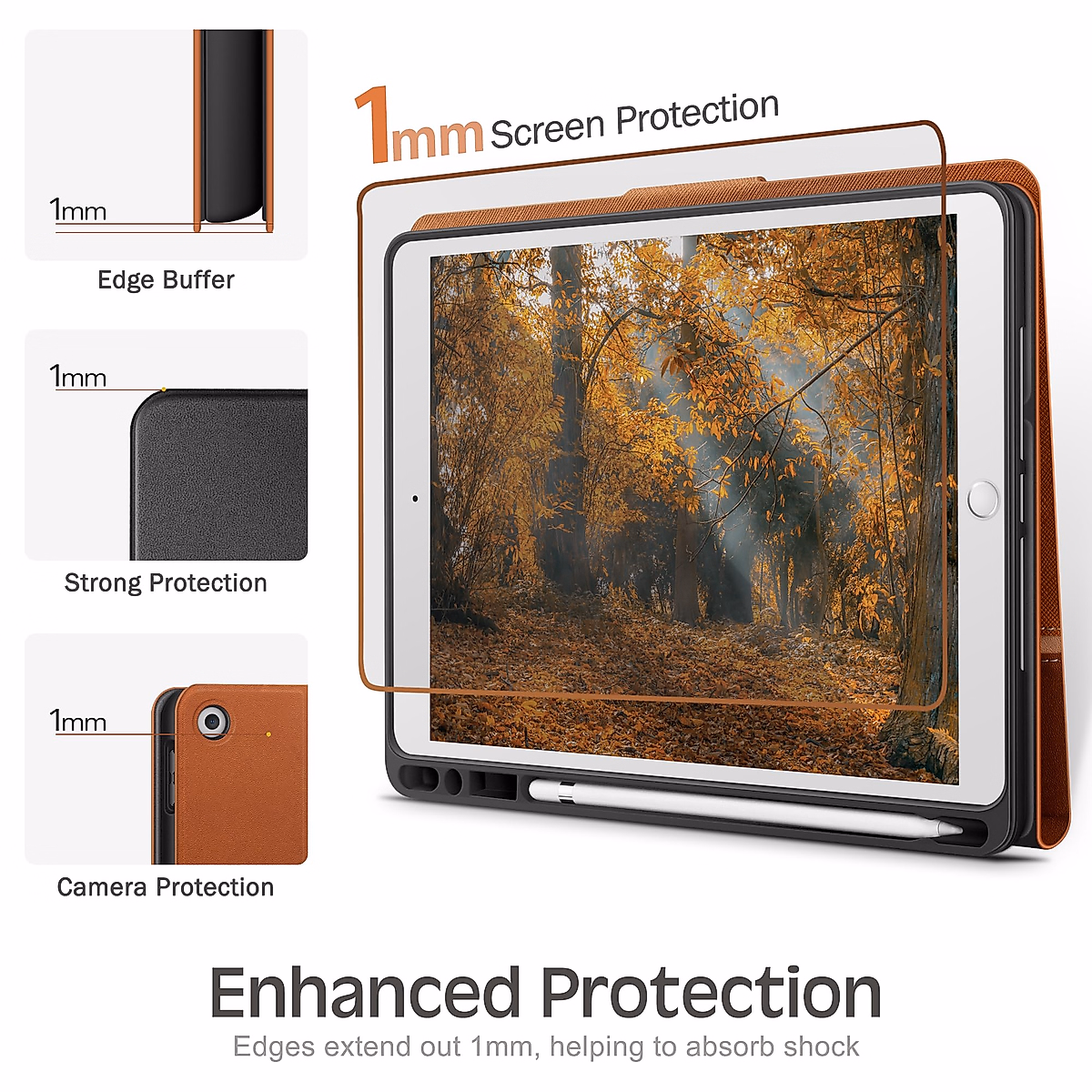 KingBlanc Case for iPad Air (3rd Generation) 10.5" 2019 / iPad Pro 10.5 inch 2017 Case with Apple Pencil Holder, Vegan Leather Smart Cover, Auto Sleep/Wake, Multi-Angle Folding, Brown