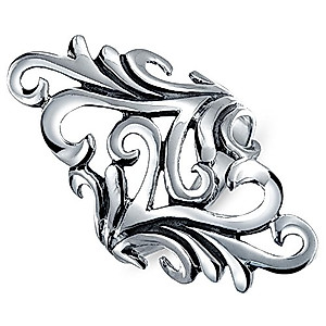 Boho South Western Style Nature Swirl Leaf Vine Wrap Bypass Full Finger Armor Statement Ring Western Jewelry For Women Teen Oxidized .925 Sterling Silver