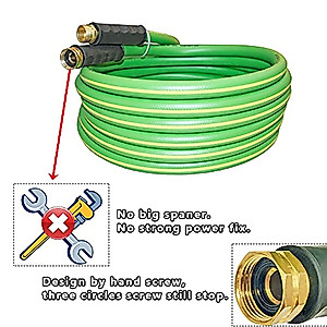 HQMPC Garden Hose 5/8"IDx20' Hose Durable PVC Non Kinking Heavy Water Hose with Brass Hose Fittings (20 FEET)