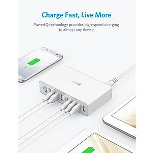 Anker 60W 10-Port USB Wall Charger, PowerPort 10 for iPhone Xs/XS Max/XR/X/8/7/6s/Plus, iPad Pro/Air 2/Mini, Galaxy S9/S8/S7/Plus/Edge, Note 8/7, LG, Nexus, HTC and More