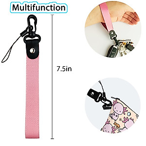 Cute Axolotl Travel Makeup Bag with Wrist Strap, Axolotl Keychain Cosmetic Bag