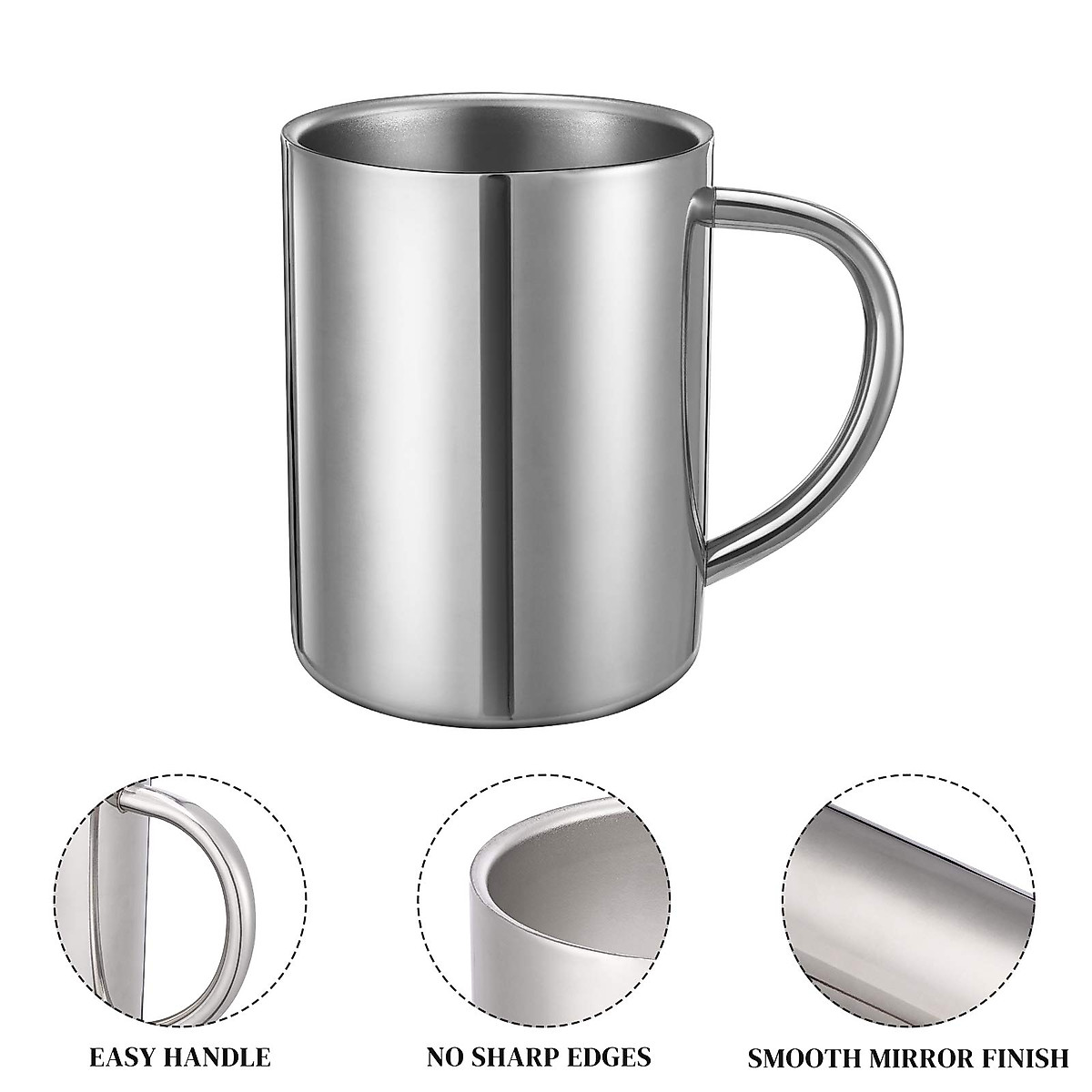 Bidponds 9.5oz / 280ml Double Walled Coffee Mug, Stainless Steel Tea Cups, Travel Camping Mugs