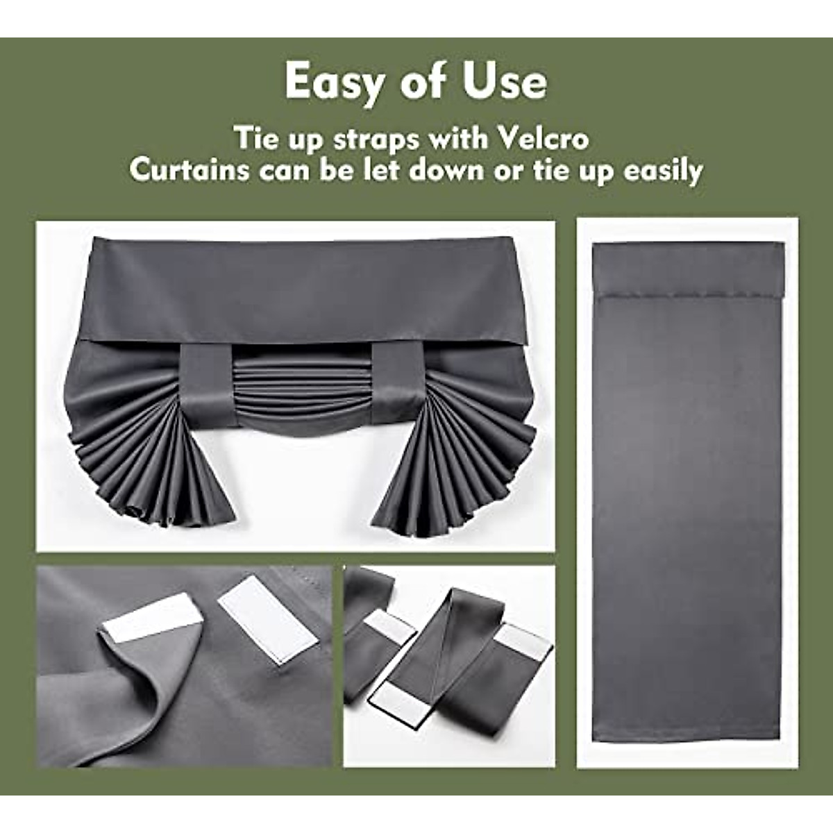 PI Blackout French Door Curtain,Privacy Thermal Insulated Window Curtain with Velcro for Glass Door/Front Door/Sliding Door/Patio Door 1 Panel(W26XL68,Dark Grey)