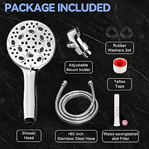Filtered Shower Head with Handheld, Likense 10 Modes Spray Combo High Pressure Detachable Water Softener Showerhead with 60’’ Hose, Minerals Stones Replacement Filters for Hard Water