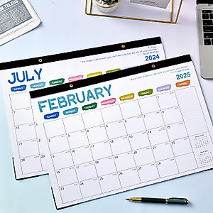 Desk Calendar 2023-2024 - 2023-2024 Desk Calendar, 18 Monthly Desk/Wall Calendar 2-in-1, 16.8" x 12", Jul.2023 - Dec.2024, Thick Paper with Corner Protectors, Large Ruled Blocks - Colorful Lump