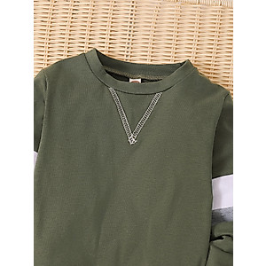 SOLY HUX Toddler Boy's Color Block Tracksuits 2 Piece Fall Outfit Long Sleeve Pullover Sweatshirt and Sweatpants Army Green 120