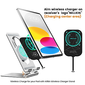 Nillkin Wireless Charger Receiver for ipad - Qi Coil for Tablet Wireless Charging, Compatible with iPad 9th/8th/7th Generation, MagicTag Plus Lightning Long