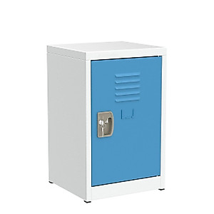 AdirOffice Kids Steel Metal Storage Locker - for Home & School - with Key & Hanging Rods (24 in 1 Door, Blue)