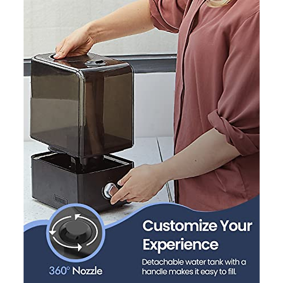 raydrop Humidifiers for Bedroom (6.5L), Ultrasonic Cool Mist Humidifiers for Large Room, Home, Plant, Quiet Air Vaporizer with Night Light, Easy to Clean, 42h Work Time, Auto Shut-Off (Black)