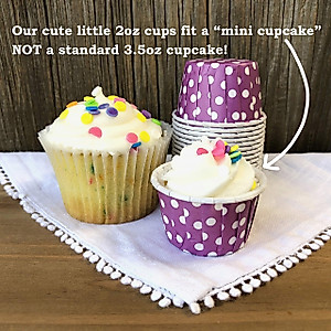 Bulk MINI Candy Nut Paper Cups - Valentine Birthday Easter - Mini Baking Liners - Purple White Polka Dot - 100 Pack