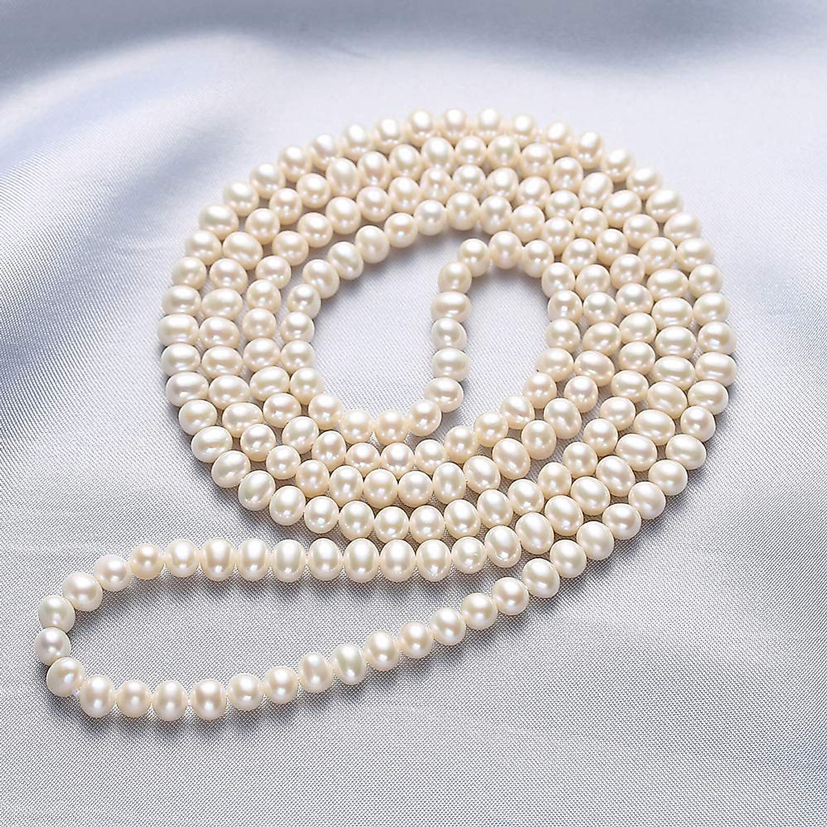 VIKI LYNN Long Pearl Necklace 6-7mm AAA Quality Freshwater Cultured Pearl Jewelry for Women 47 Inch