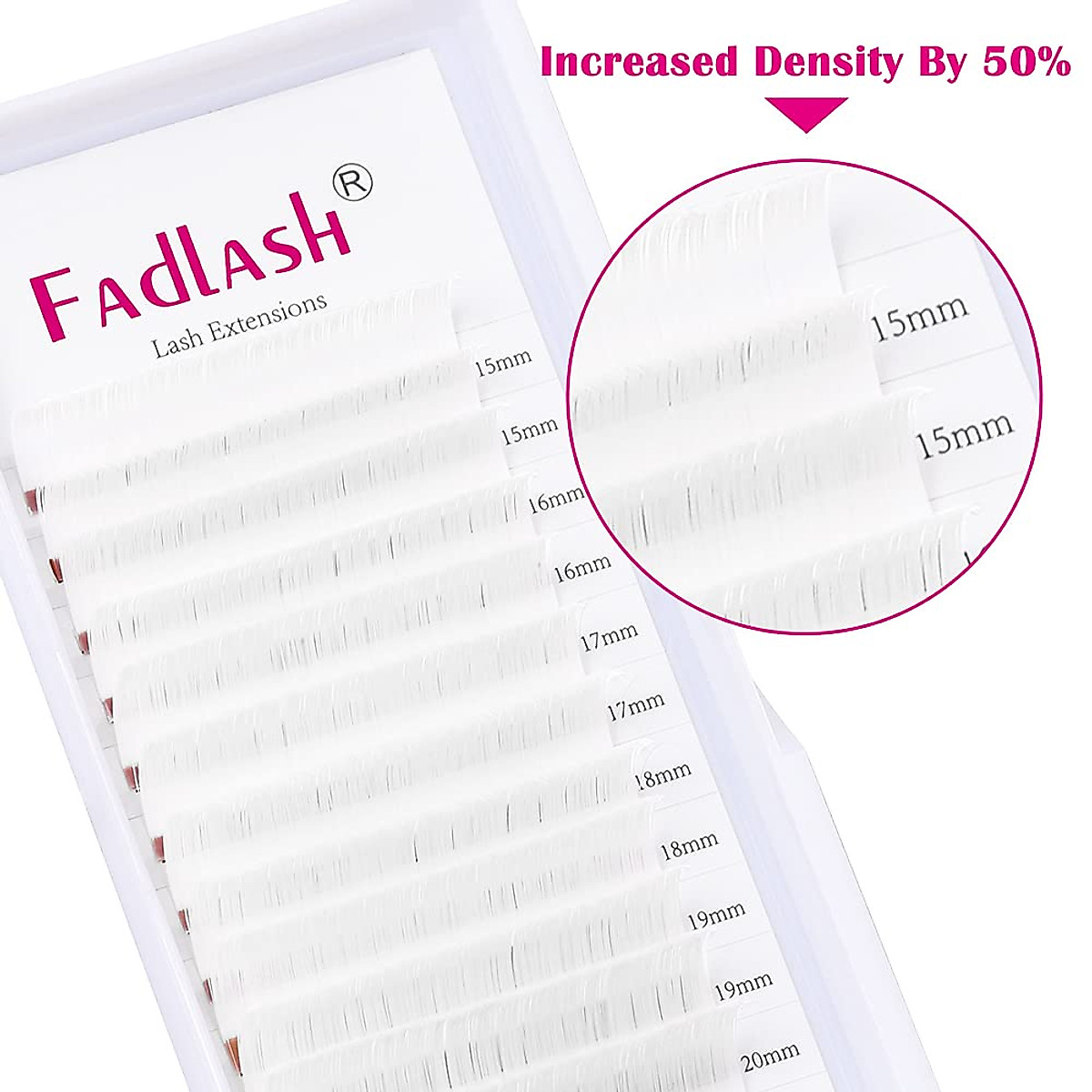 Eyelash Extension 0.07 Colored Easy Fan Lashes White D Curl Self Fanning Lashes Colored, Volume Lash Extensions (White 0.07D, 15-20mm)