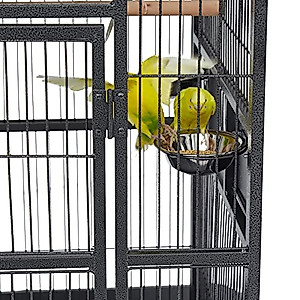 Kinpaw 68" Bird Cage Large - Wrought Iron Open Play Top Perch with Rolling Stand Castor Wheels Feeding Bowl for Parrot Cockatiel Finch Pet Supplies Black…