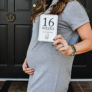 Baby Milestone Cards (19+11) - Weekly Baby Milestone Signs w/Hello World Newborn Sign, Pregnancy Announcement Sign - Giftable Baby Milestones Props