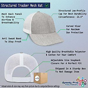 Mesh Trucker Hat Baseball Cap Custom Personalized Text Cotton Dad Hats for Men & Women Snapback Heather Tan One Size