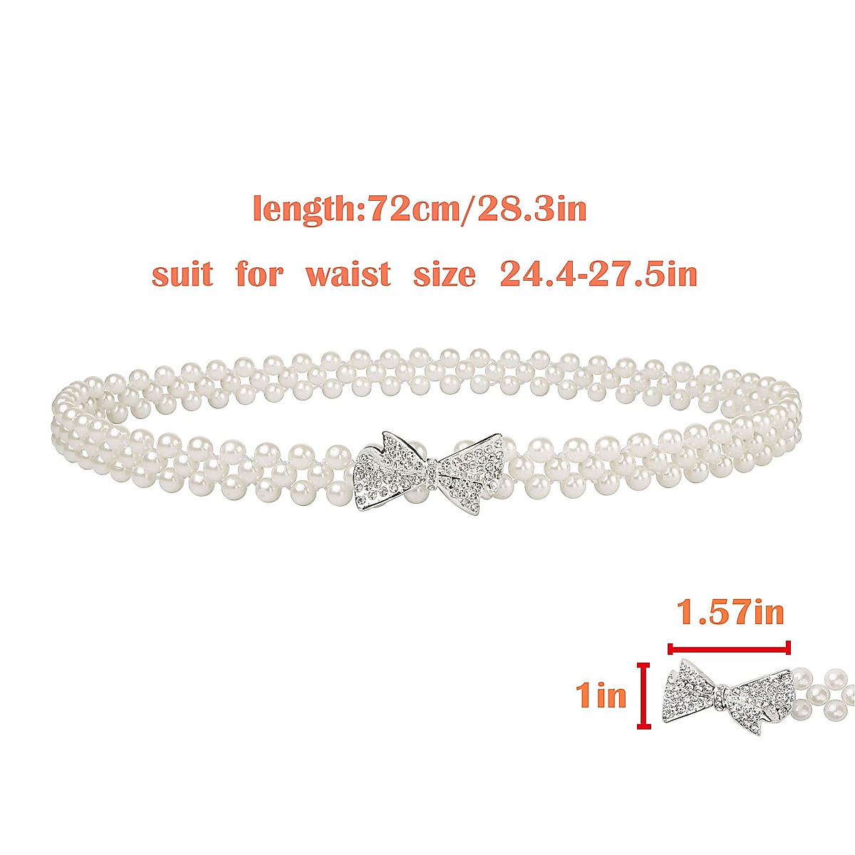 Ayliss Women Pearl Waist Belt Elastic Wedding Bridal Belt with Rhinestone Crystal Sash Bridesmaid Dress Belt Waistband (#2 Butterfly)