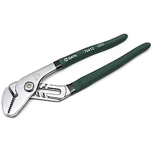 SATA 10-Inch Tongue-and-Groove Pliers, Straight Jaw Design, with Chrome Vanadium Steel Construction and Green Dipped Handles - ST70412ST