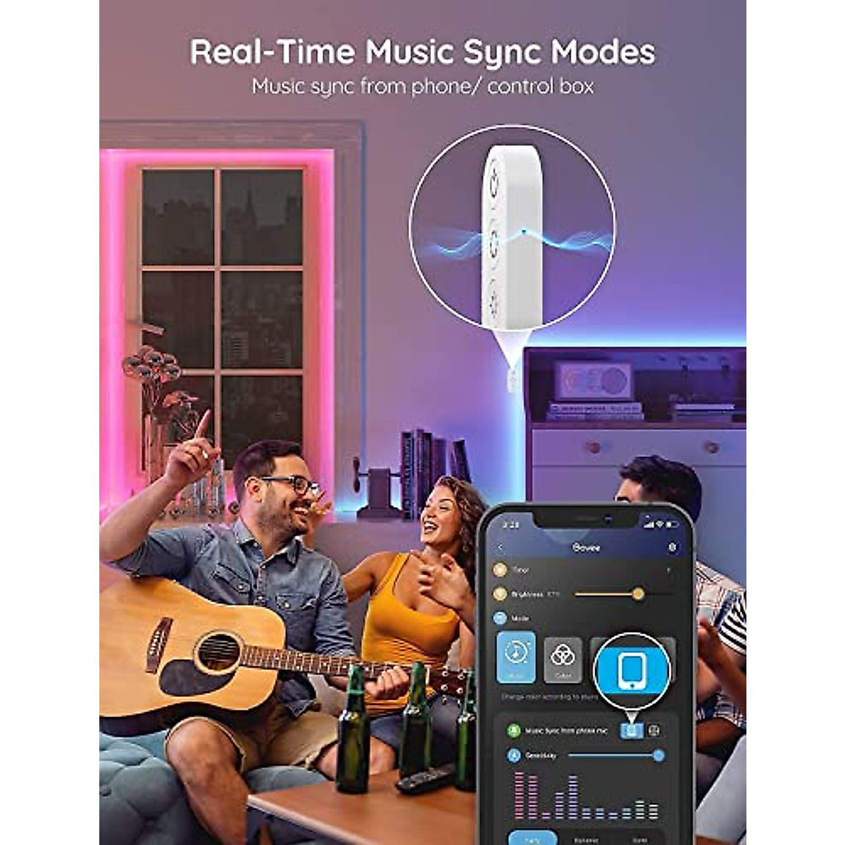 Govee Smart LED Strip Lights, 65.6ft WiFi LED Lights, Work with Alexa and Google Home, DIY Mode and Music Sync RGB LED Lights for Bedroom Living Room 2 Rolls of 32.8ft (No Remote Control)