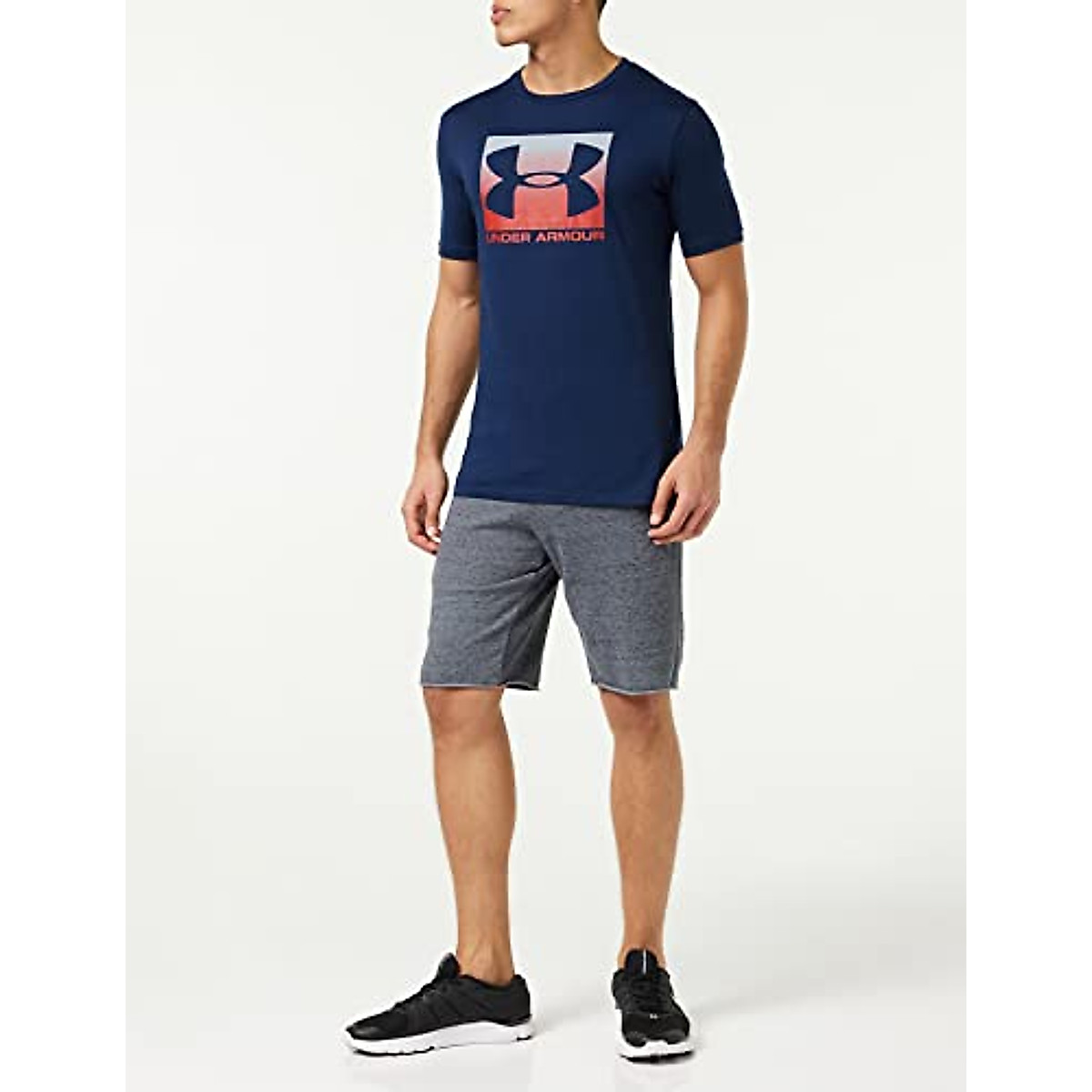 Under Armour Mens Rival Terry Shorts , Pitch Gray Full Heather (012)/Onyx White , Large