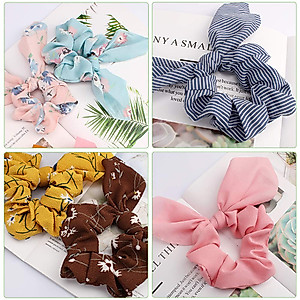ACO-UINT 20 Pack Adorable Chiffon Bow Hair Scrunchies for Women, Thick Hair Bunny Ear Scrunchies, Elastic Bulk Hair Accessories and Ties for Girls