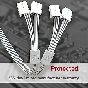 LINKUP - AVA PCIE 5.0 4 x 8Pin to 12VHPWR (16Pin / 12+4) 16AWG Sleeved High Current Power Cable Extension for RTX4000 - PCIE 4.0 PSU - 40cm (White) - Compatible with all RTX4000 and RTX3000 FE GPUs