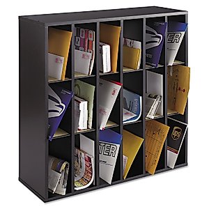 Safco Products 7765BL Wood Mail Sorter, 18 Compartment, Black