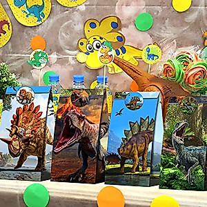 24 Pieces Dinosaur Gift Bags for Dinosaur Birthday Baby Shower Party Supplies,Dinosaur Goody Snacks Treat Candy Party Favors Bags for Kids Adults Dinosaur Dino Theme Party Decorations
