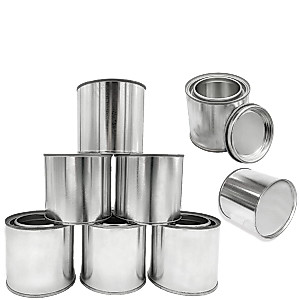 Esamploe 8 Pack Empty Metal Paint Cans with Lids(1/2 Pint Size),Paint Storage Containers for Leftover Paint,1 Cup Capacity Touch Up Paint Containers,Tiny Empty Unlined Pint Paint Pails