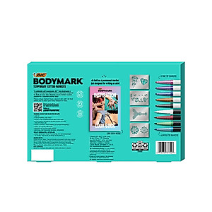 BIC BodyMark Temporary Tattoo Kit: 9 Markers, 5 Stencil Sheets, Inspiration Book