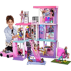 Barbie 60th Celebration DreamHouse Playset (3.75 ft) with 2 Exclusive Dolls, Car, Pool, Slide, Elevator, Lights & Sounds, 100+ Pieces, 3 Year Olds & Up
