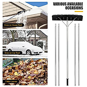 Goplus Snow Roof Rake, Extendable 4.8-20FT Snow Shovel for Snow Removal w/ Aluminum Frame & Anti-Slip Handle, Ideal for Roof Car, 25-Inch Blade