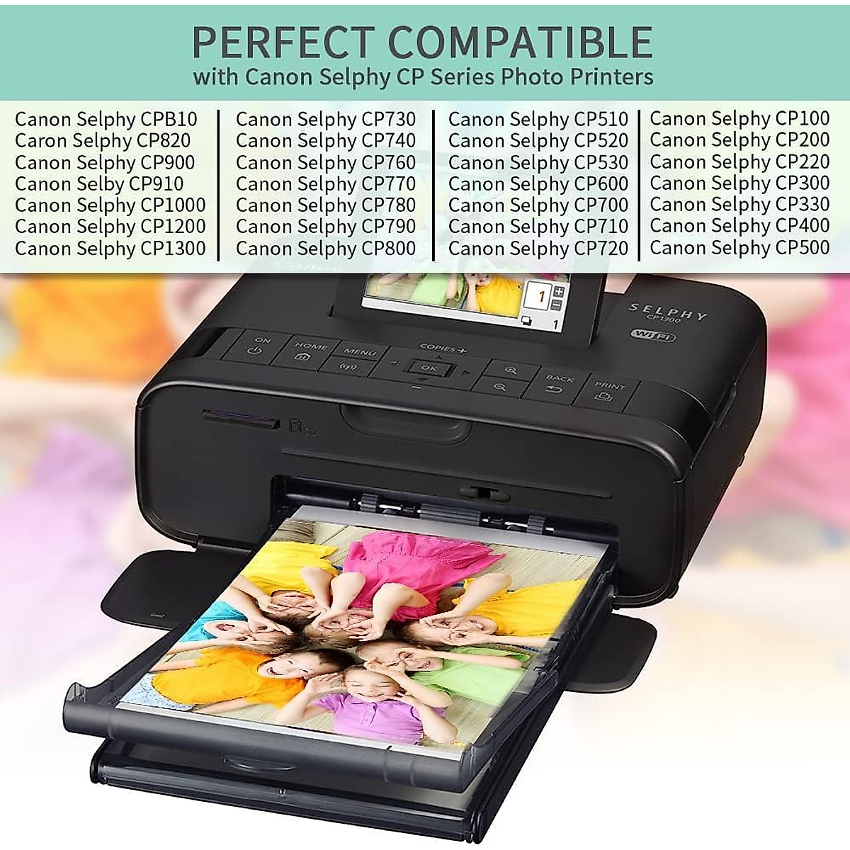 Compatible Canon Selphy CP1300 Ink and Paper KP-108IN KP108 3 Color Ink Cartridges and 108 Sheets 4x6 Photo Paper Glossy for Canon Selphy CP1300, CP1200, CP1000, CP910, CP900 Compact Photo Printers