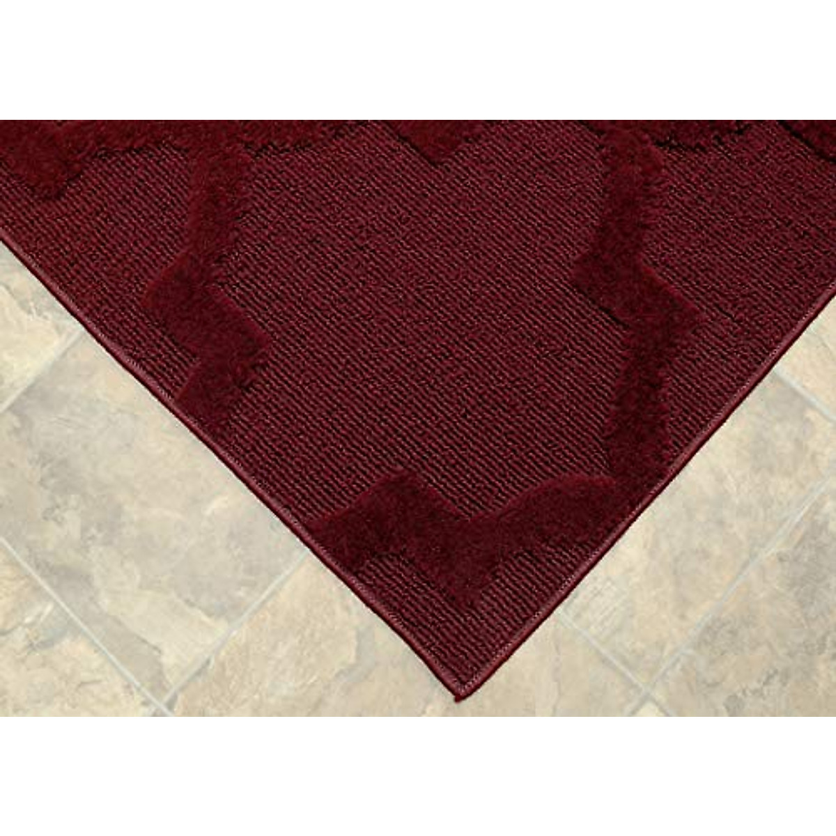 Garland Rug Quatro Chili Red 9' x 12' Cut-Loop Trellis Area Rug –Soft, Comfortable, Stylish & Budget-Friendly Rug in a Beautiful Solid Chili Red