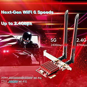 Wifi Card, TEROW AX3000 Wifi 6 PCIe WiFi Card For PC | Up to 3000Mbps | Bluetooth 5.0 | Heat Sink Tech | 802.11AX Dual Band Wireless Adapter with MU-MIMO, Ultra-Low Latency Supports Windows 10 (64bit)