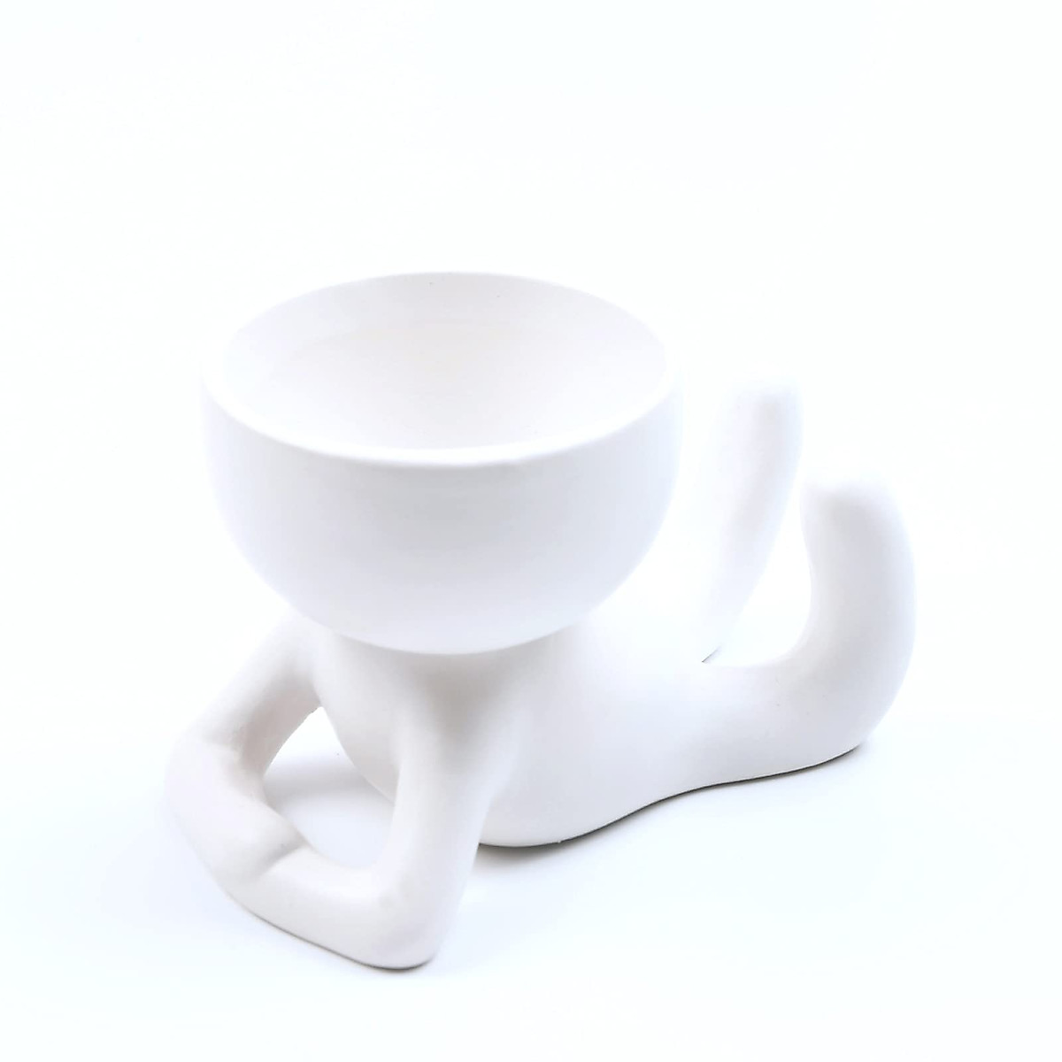 Lsaardth Cute Succulent Planters with Drainage - Humanoid Ceramic Succulent Pots Small Flower Pot Bonsai Planters PotCactus Pots for Home Desk Decor (White)