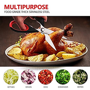 Tpotato kitchen scissors,kitchen shears heavy duty dishwasher safe,Stainless Steel Sharp utility food cooking Scissors multipurpose with cover cutting Meat, Poultry, Vegetables, fish,2 Pack