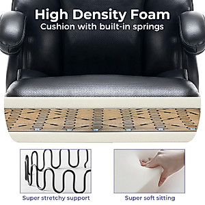 Sumeimics Big and Tall Office Chair 400 Pounds Leather Office Chair with Arms Plus Size Wide Seat Heavy Duty Office Executive Chair Black