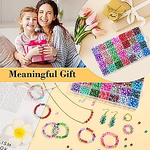 1000PCS Glass Beads for Jewelry Making Kit, 6mm Crystal Pattern Bead Stone Beaded, 28 Colors Bracelet Making Kit Loose Round Crackle Gemstone Beads for Men Women DIY Craft Necklace Earring Bracelet